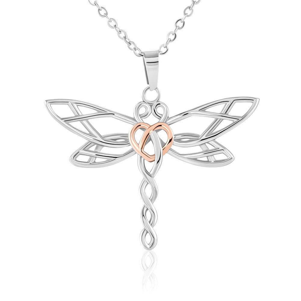 Dragonfly Necklace in Gift Box with Message Card - Silver Dragonfly Pendant Jewelry is the Perfect Keepsake Gift for Love and Inspiration