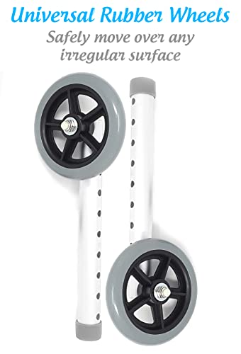 Universal Walker Wheel Kit: 5 Inch Sport Wheels and Flexfit Ski Glides (Gray)
