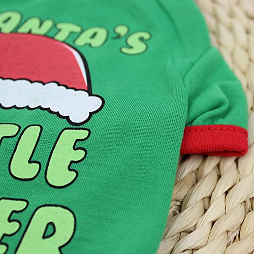 Grebest Pet Clothes Dogs Christmas Green T-Shirt Christmas Print XS