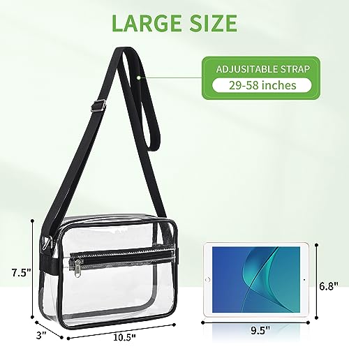 MAY TREE Clear Crossbody Bag Stadium Approved Clear Messenger Bag Suitable for Work, Travel, Concert and Sport Event