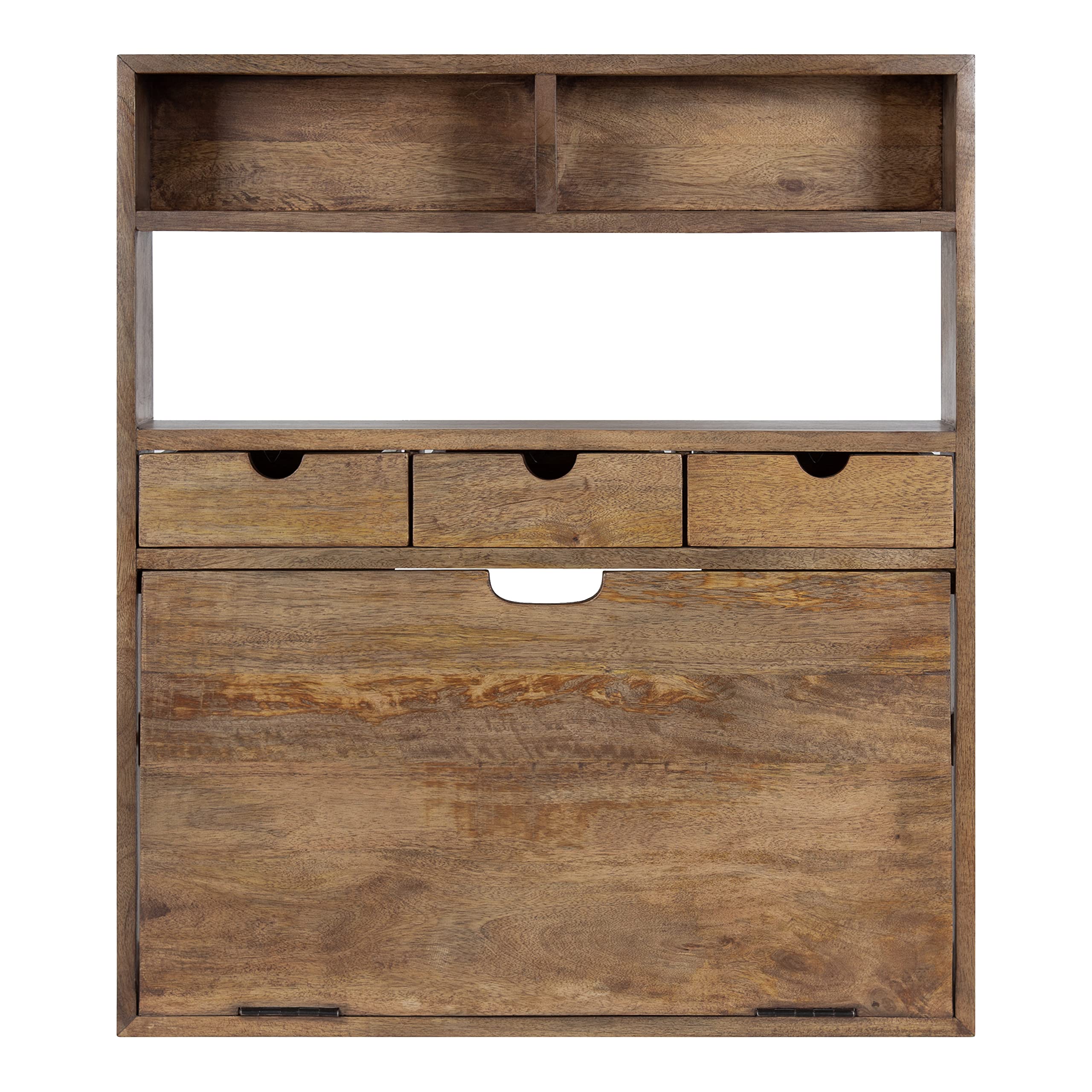 Kate and Laurel Georgie Natural Wood, Bohemian Computer Home Office with Folding DesignWall Hanging Desk, 26x6x30