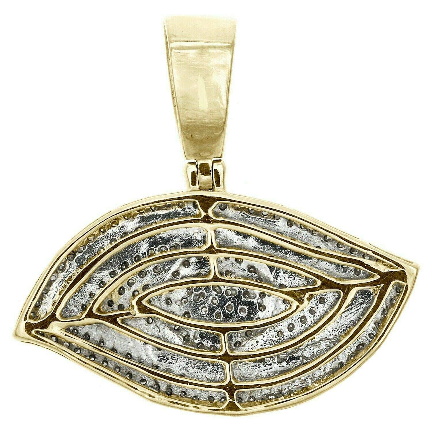DT JEWELS 10K Yellow Gold Over Round Diamond Evil Eye of Ra Pendant 1.15" Pave Charm 3 CT