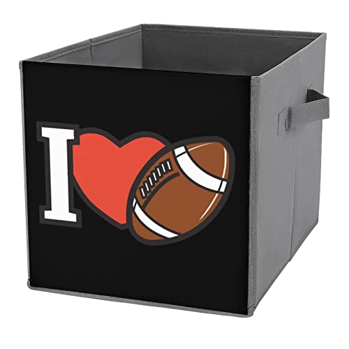 I Love Football Large Cubes Storage Bins Collapsible Canvas Storage Box Closet Organizers for Shelves