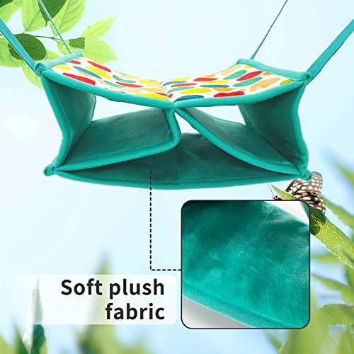 PINVNBY Hamster Hammock Warm Ferret Bed Cage Accessories Hanging Sugar Glider Bunkbed Swinging Bedding Cage Toy Cage Chinchilla Double-Layer Hideout for Rat Squirrel Parrot Kitten
