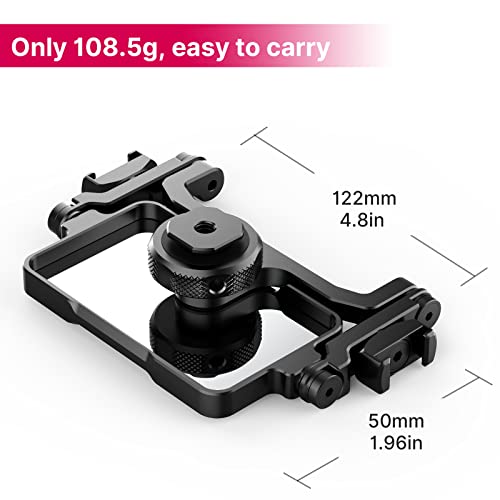 Selfie Mirror for Smartphone Phone Holder Cold Shoe Microphone/Light Mount Camera Tilt Flip Screen Vlogging Accessories Video Shooting Compatible for iPhone 14 13 12 X Pro Max Rig, for Sony Canon DSLR