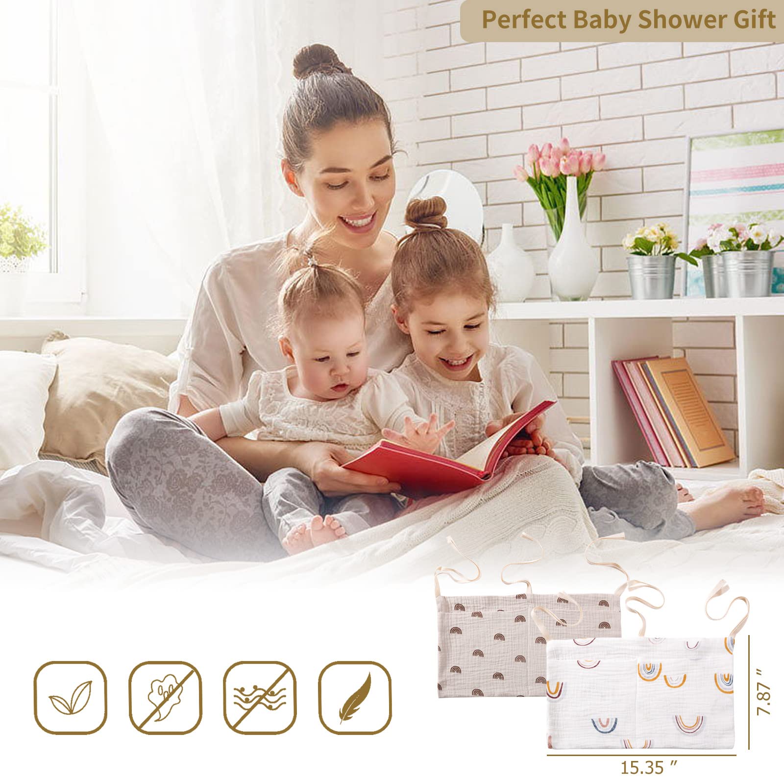 Hanging Baby Diaper Caddy Organizer, Diaper Stacker, Baby Crib Hanging Classified Storage Bag Organizer for Changing Table, Crib, Nursery Organization, for Diapers Wipes Baby Essentials Storage