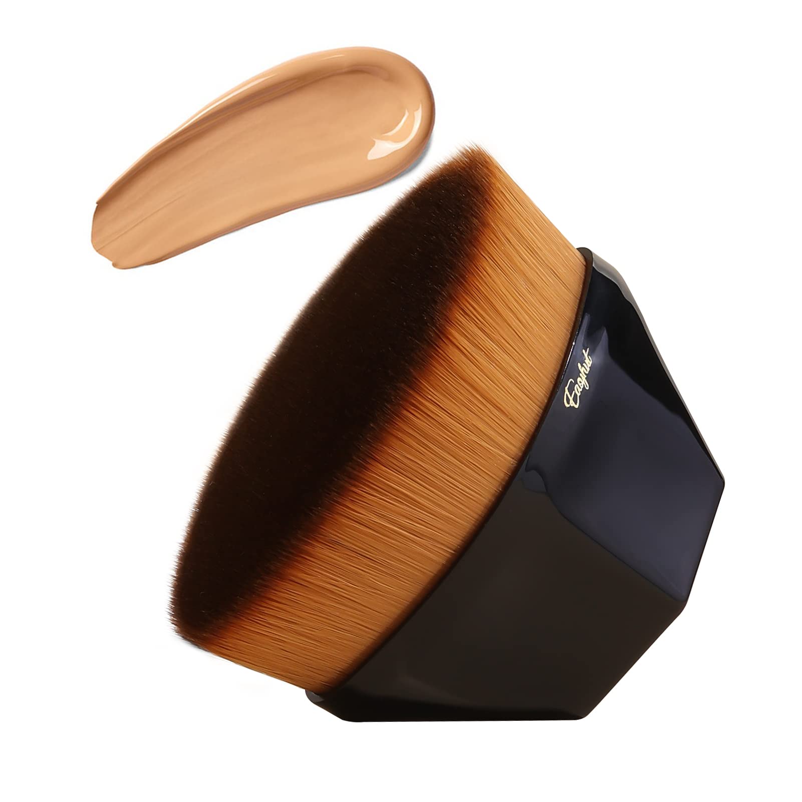 Foundation Makeup Brush Diamond-shaped Kabuki Brush Flat Top for Blending Liquid Cream or Flawless Powder Cosmetics with Storage Case, (black)
