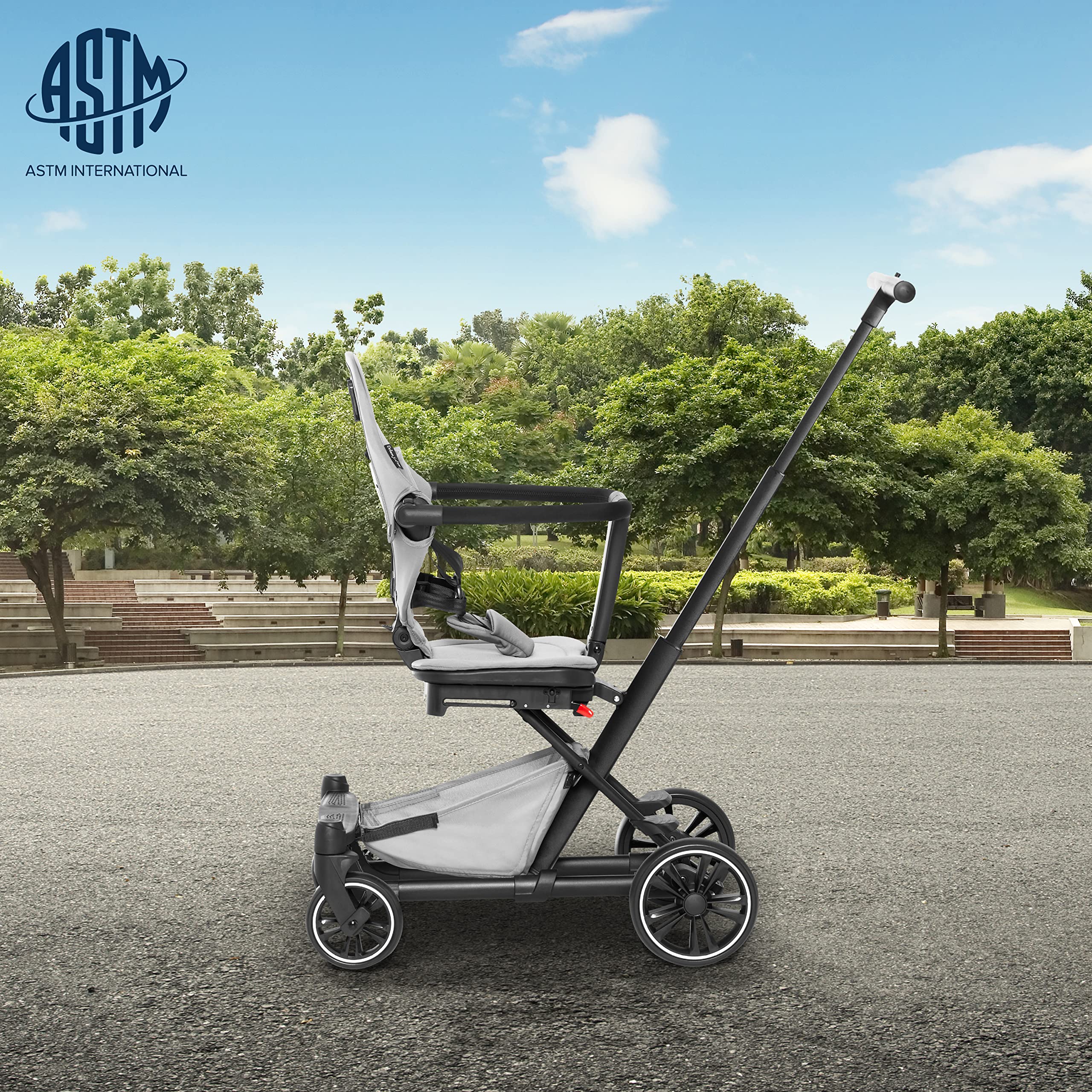 Dream On Me Drift Rider Baby Stroller with Canopy, Lightweight Umbrella Stroller with Compact Fold, Sturdy Design, 360 Degree Angle Rotation Travel Stroller, Gray