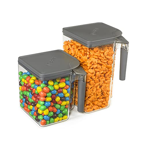 Polder Handle-It Food Grade, BPA Free Storage Canister, Stackable, Secure handle for easy one handed pour (1 Small (2.75-QT), 2 Large (4-QT))