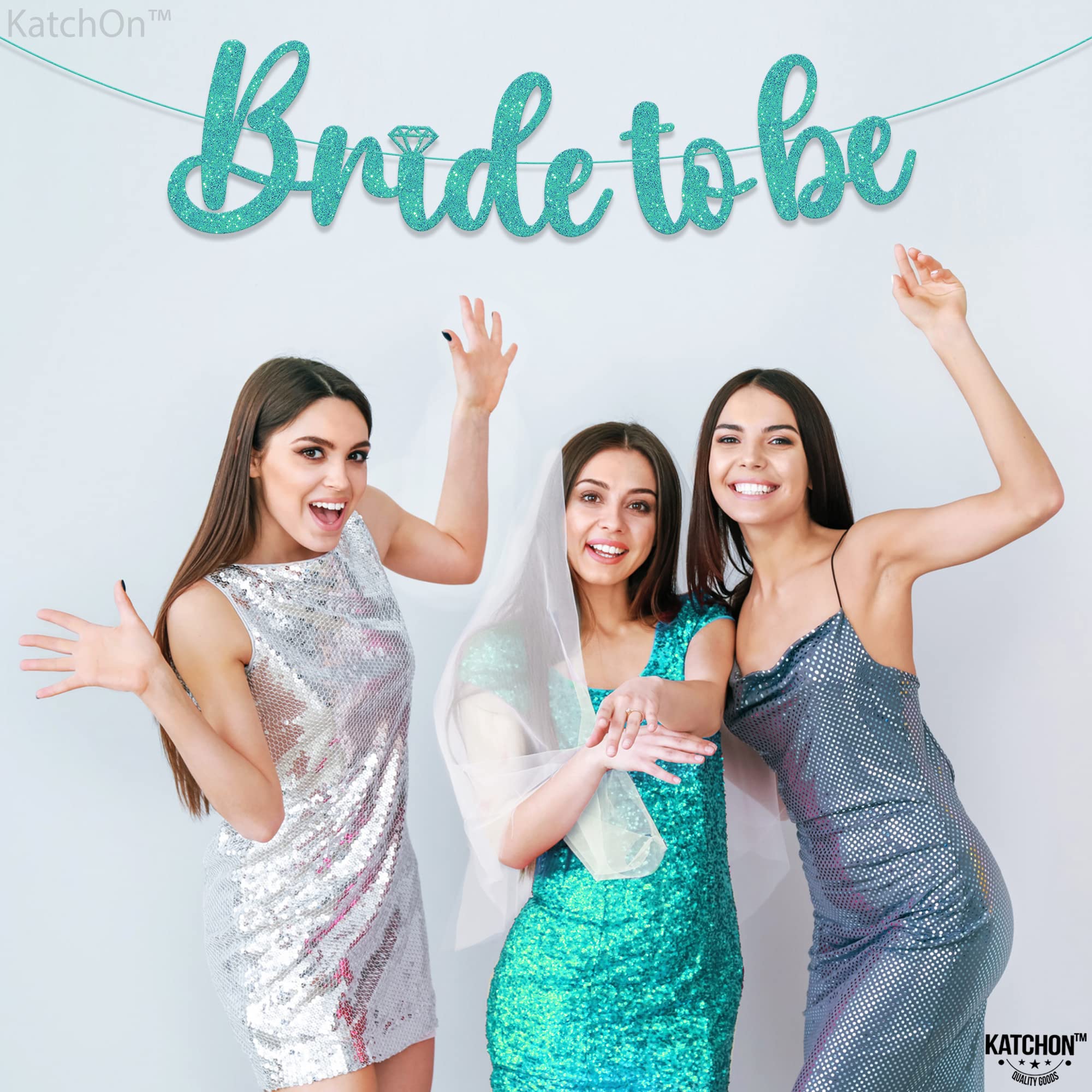 KatchOn, Blue Glitter Bride To Be Banner - 10 Feet, No DIY | Blue Bride to Be Sign for Bachelorette Party Decorations | Bridal Shower Banner for Bridal Shower Decorations | Bride To Be Decorations