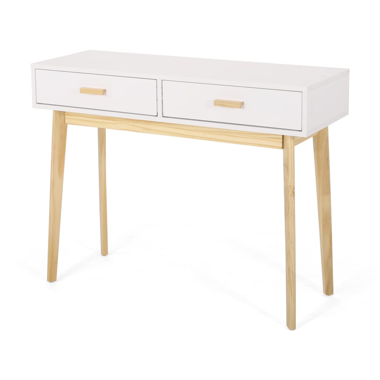 Christopher Knight Home Marcia 2 Drawer Console Table, Matte White, Natural