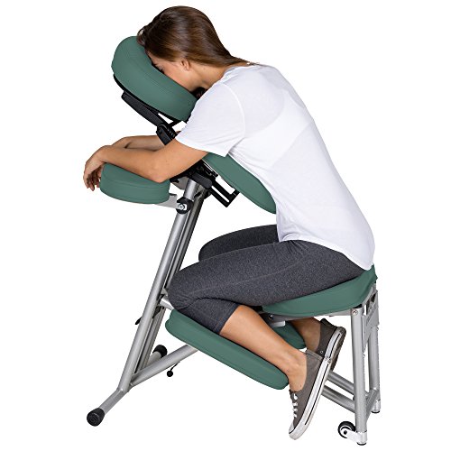 STRONGLITE Portable Massage Chair Ergo Pro II - Ultra-Strong, Lightweight, Folding Tattoo Spa Massage Chair with Wheels & Carry Case (600lbs Working Weight), Teal