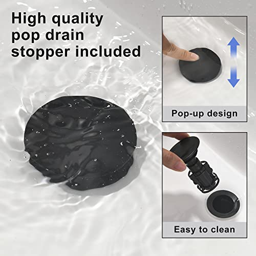 FROPO Black Bathroom Sink Faucet - Waterfall Bathroom Faucets Single Handle Lavatory Faucet with Pop-up Drain, 1 or 3 Hole Black Vanity Sink Faucet