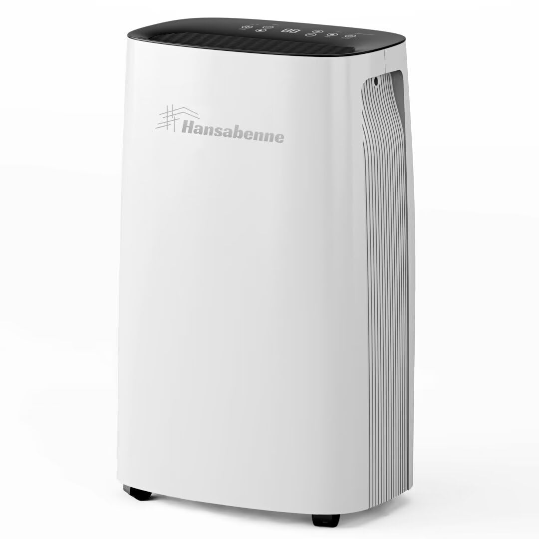 Hansabenne 70-Pints Dehumidifier for Basements - 4500 Sq. Ft. Dehumidifier with Auto or Manual Drainage - Compact Dehumidifier with Intelligent Humidity Control | Auto Defrost | Dry Clothes for Home