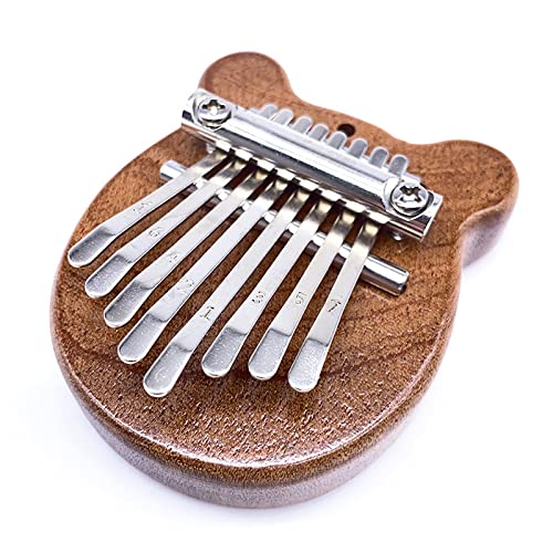 Dnina Mini Kalimba 8 Keys Solid Wood Finger Portable Mini Kalimba, Musical Good Accessory Pendant Finger Piano Gift for Kids Adults Beginners. (Little Bear-A) (Y1110001)