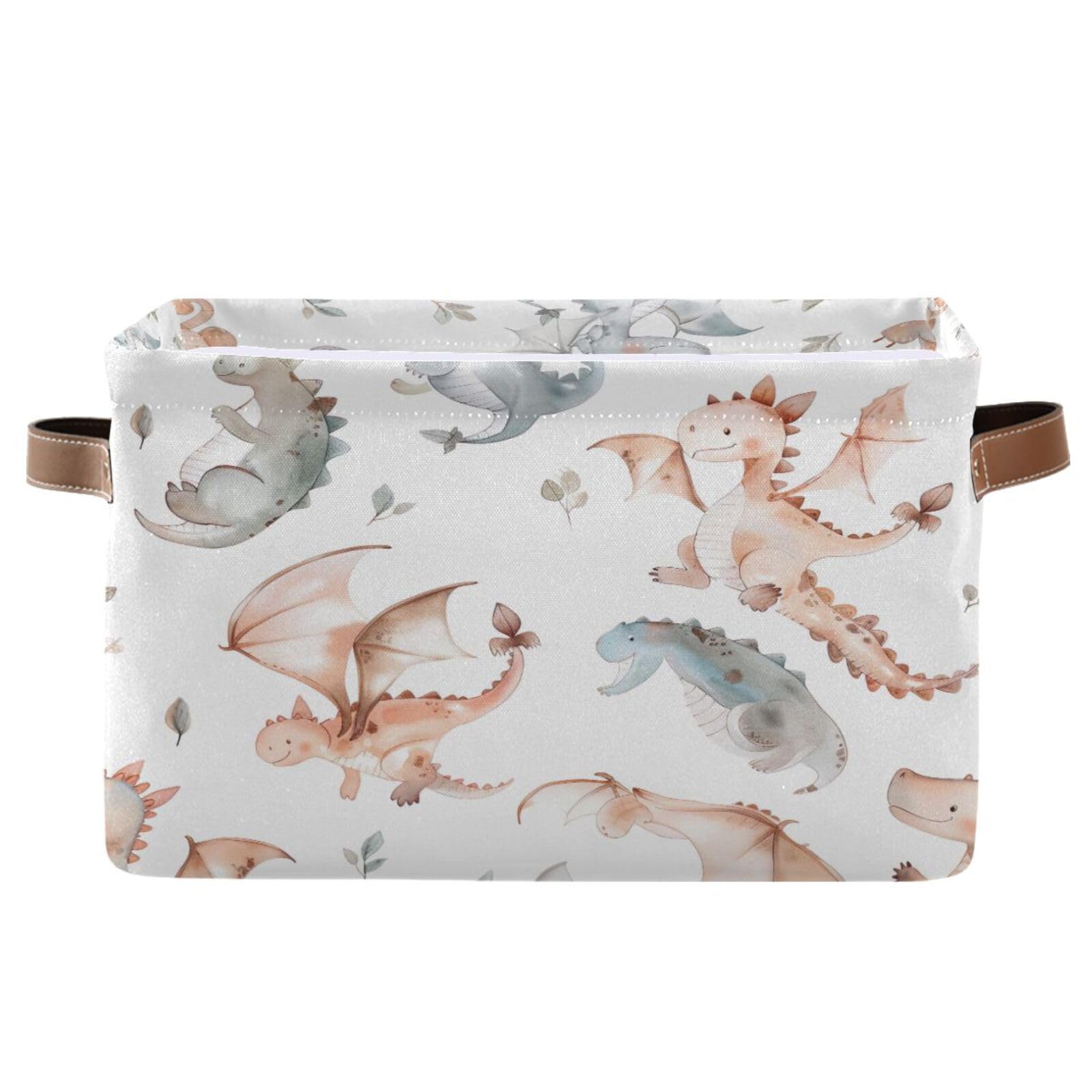 FUGIDOG Cute Dragon Storage Basket for Organizing Foldable Fabric Storage Bins Waterproof Organizer Bins with Handles for Closet & Shelves Toys Books Decorative, 1 Pcs