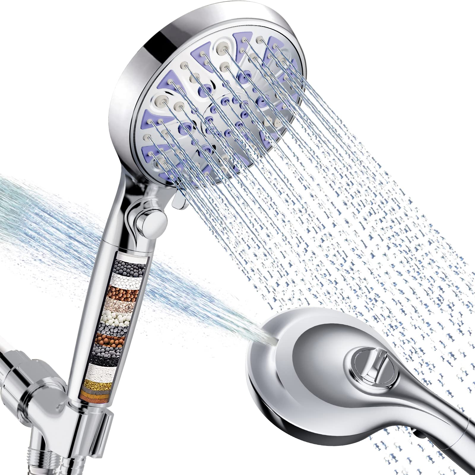 High Pressure 10-mode Detachable Shower Head & Fragrant Vitamin Replacement Shower Filter
