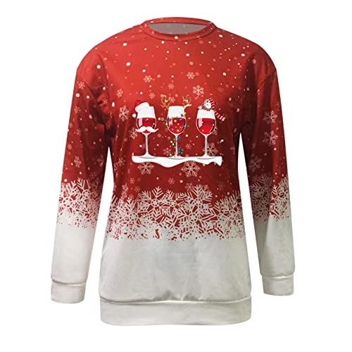 GuangYuan Sweatshirt For Women Plus Size Plain Fashion Hoodies Oversized Long Sleeve Tees Flowy All-match Pullovers Clothes Outfits Red