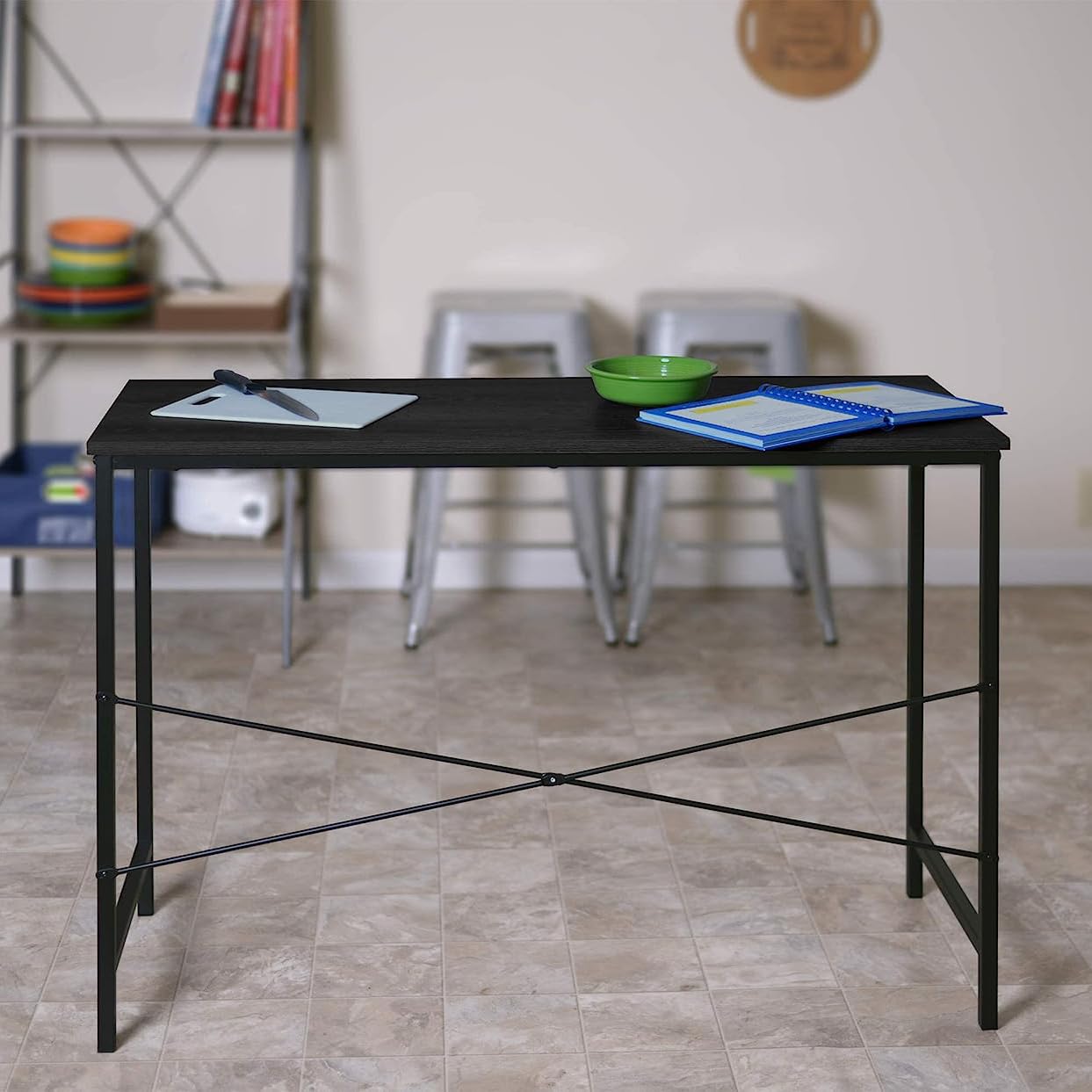 Computer Desk, 39 inch Home Office Desk Modern Simple Style Corner Desk for Small Space, Industrial Wooden Writing Desks Study Table for Home, Bedroom (Black)