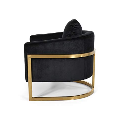Christopher Knight Home Chloe Modern Velvet Glam Armchair with Stainless Steel Frame-Deep Gold Finish, Black, Gray Tone