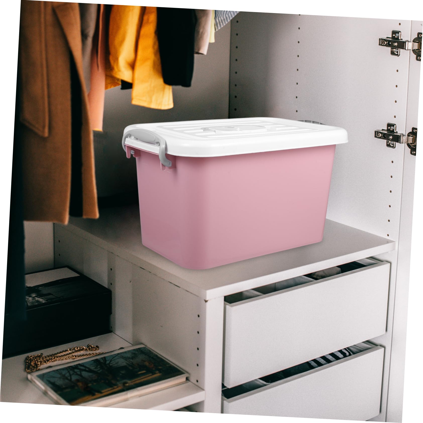 IMIKEYA Box Storage Bins with Lids Fabric Storage Baskets Building Blocks Storage Containers Toy Storage Bins Book Bin Storage Basket with Lid Plastic Storage Container with Lid Pp Pink