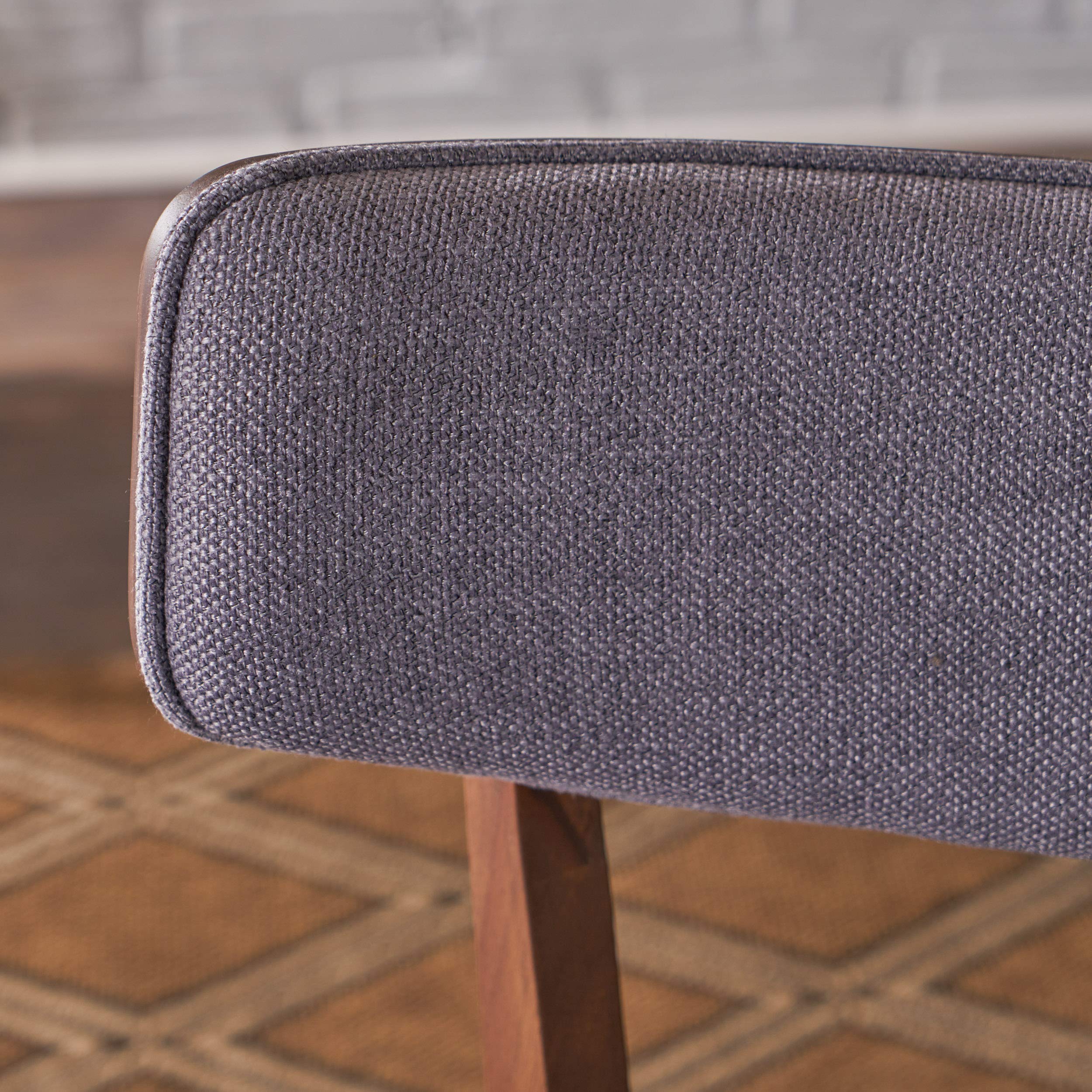 Christopher Knight Home Abrielle Mid-Century Modern Fabric Dining Chairs with Natural Walnut Finished Rubberwood Frame, 2-Pcs Set, Dark Grey / Natural Walnut