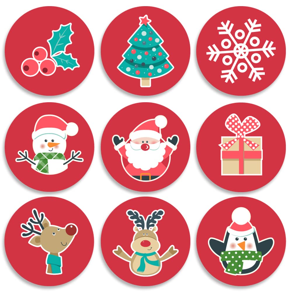 FujLoy Merry Christmas Thread-270 PCS 0.75 inch Christmas Stickers,9 Design Self Adhesive Circle Label Stickers,Christmas Envelope Seals Candy Stickers. (Merry Christmas Thread (014))