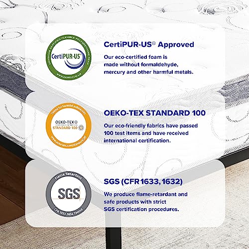Olee Sleep 13 inch Galaxy Hybrid Gel Infused Memory Foam and Pocket Spring Mattress (King), Medium Plush, White/Grey