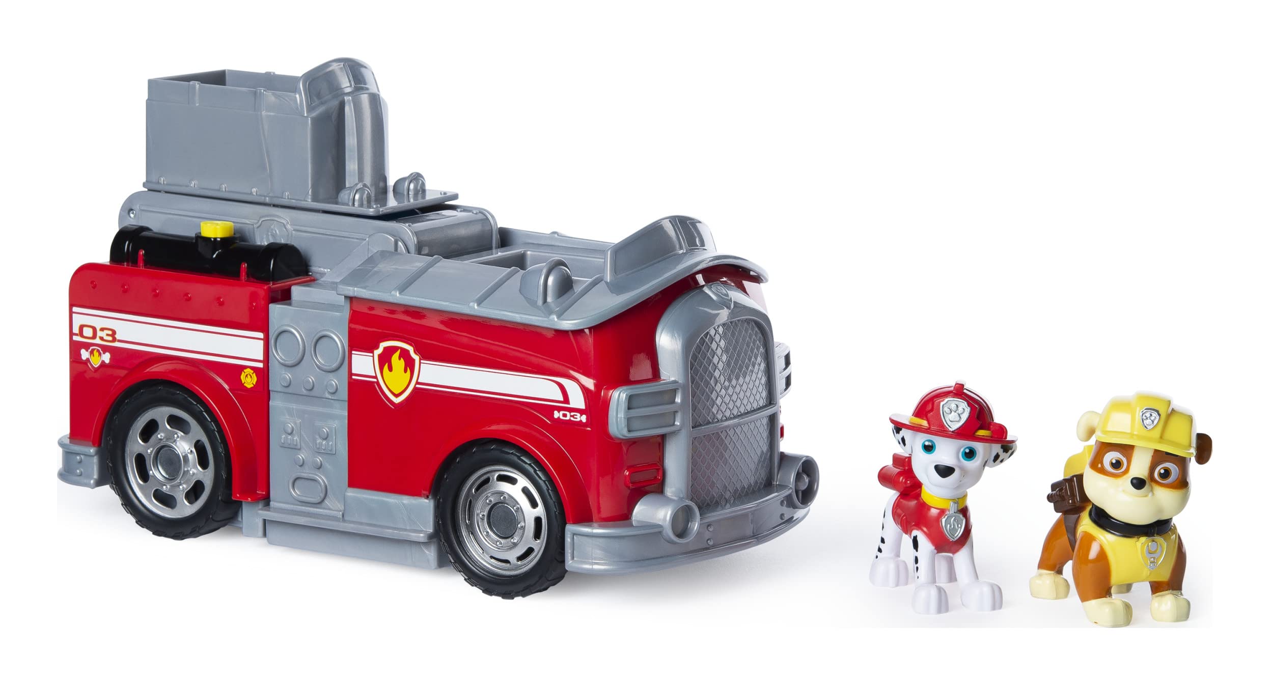 Paw Patrol, Marshall Split-Second 2-in-1 Transforming Fire Truck Vehicle Toy with 2 Collectible Figures