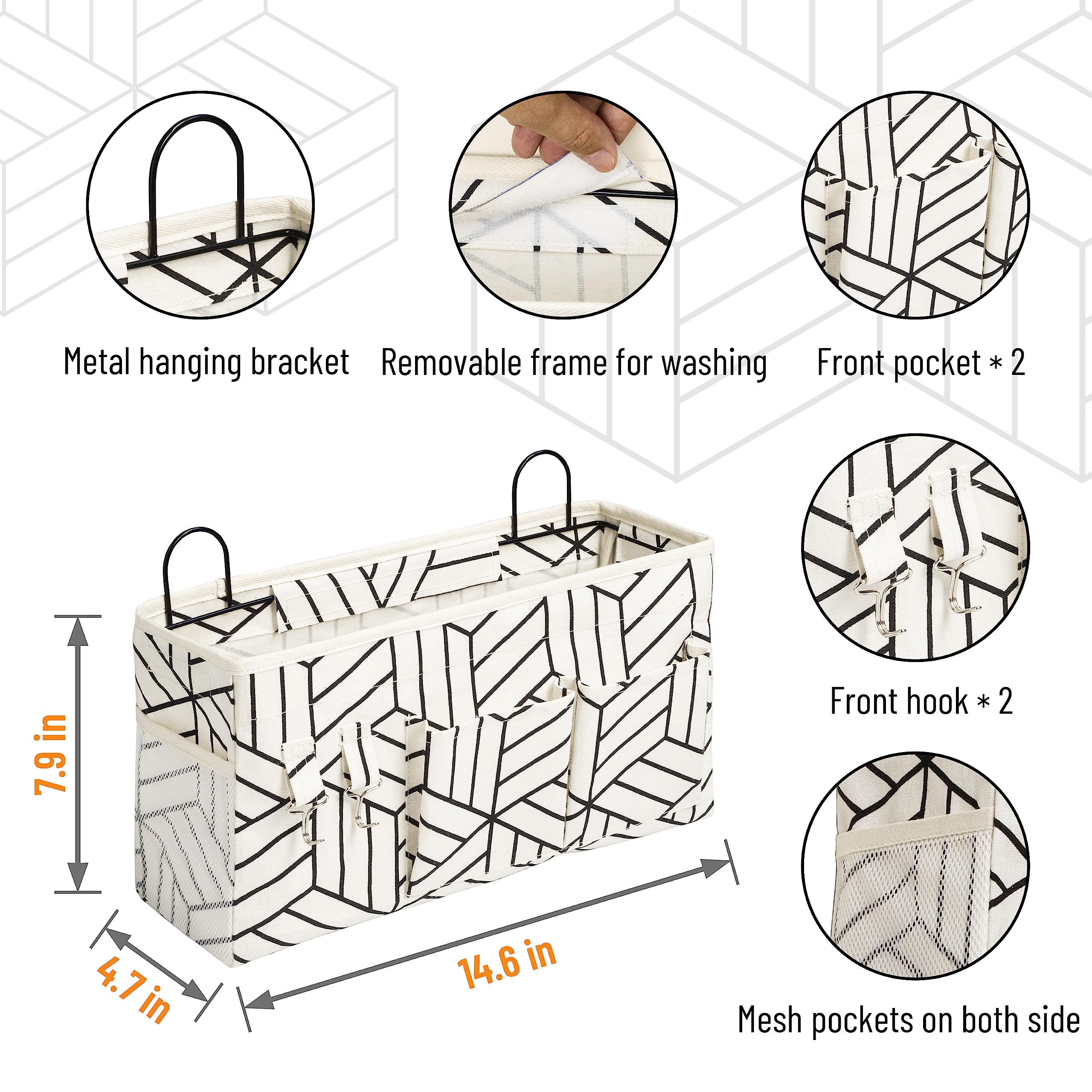 HZZTY BRNY 2pcs Large Wall Hanging Storage Bag, Door Closet Linen Fabric Pockets Organizer, Waterproof for Living Room Bedroom Bathroom Kitchen Office RV Camper with Hooks White
