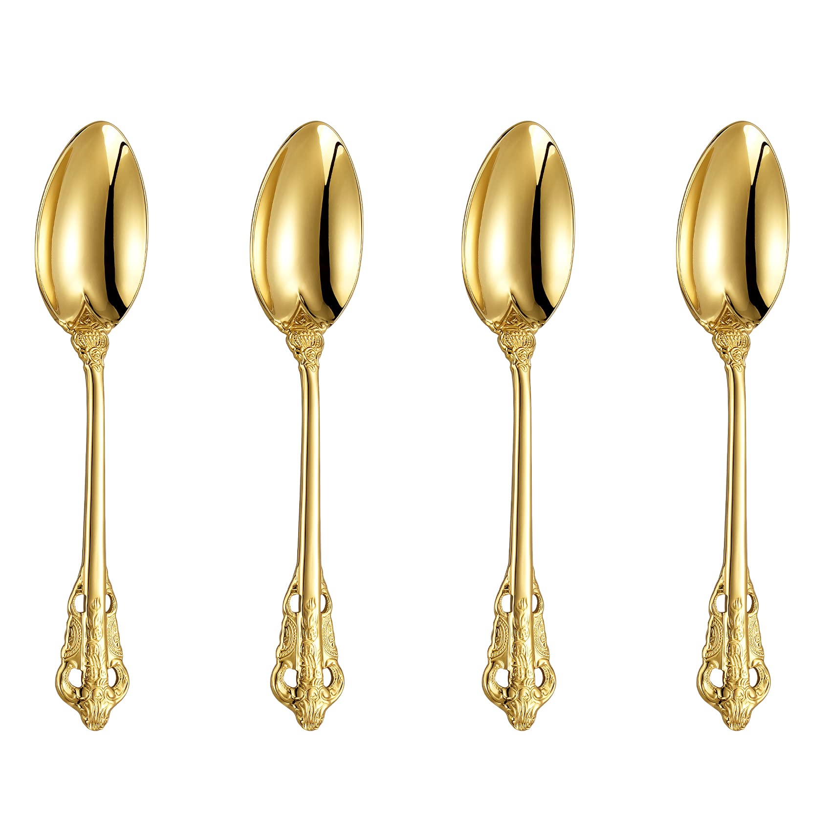 KEAWELL Luxury 6.3" Teaspoons, 18/10 Stainless Steel, Gorgeous Small Spoons, Stirring, Mixing, Sugar, Cake, Dessert Spoons, Mini Antipasto spoons (Gold)