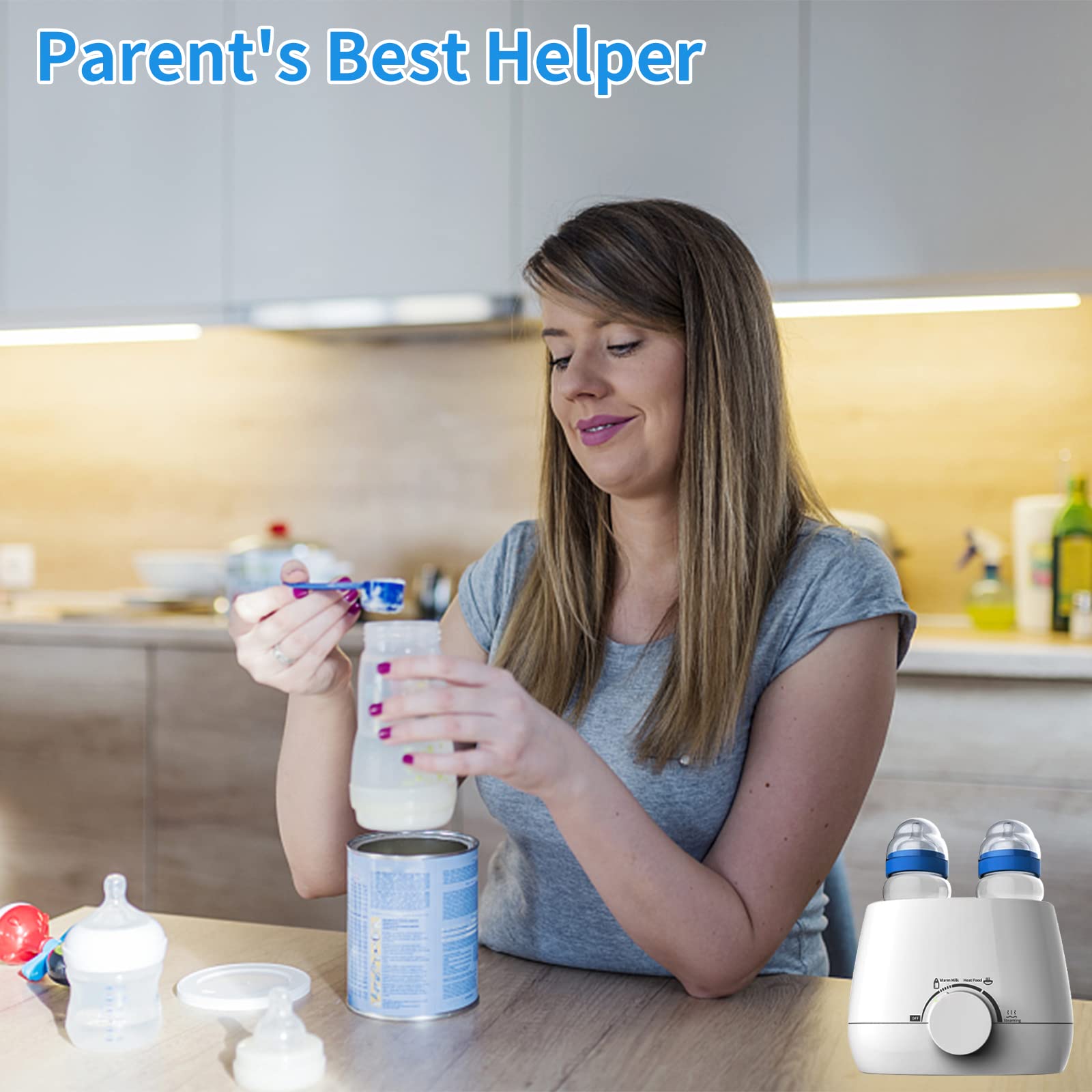 Fengoo Bottle Warmer, Baby Bottle Warmer, Food Heater Milk Warmer Double Bottle, Portable Bottle Warmer for Breastmilk and Formula