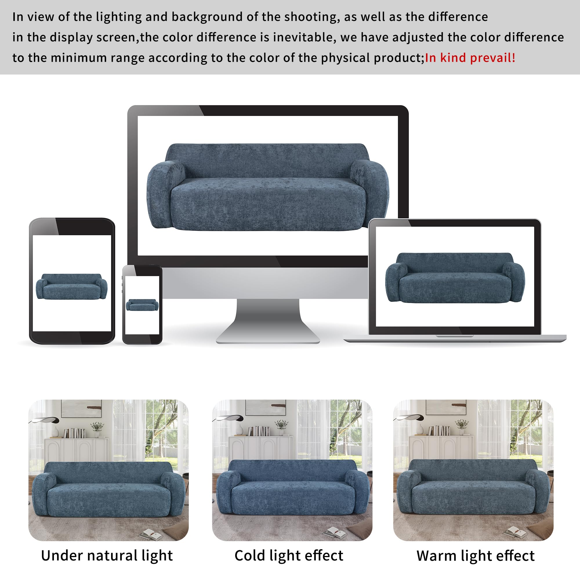 JIJIWANG 81.5'' Minimalist Curved Sofa, Modern Upholstered Curved Couch, 3-Seat Modular Casual Sofa,Couches for Living Room, Apartment, Lounge,Beige