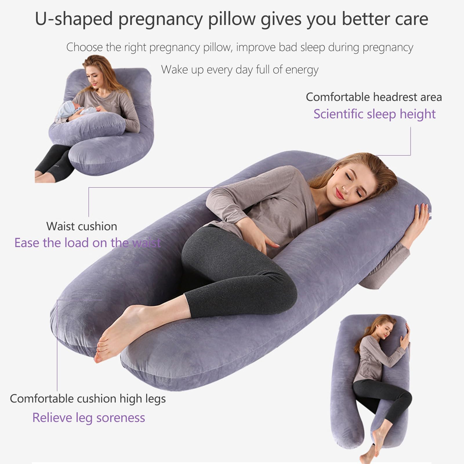 Datoubuda Comfortable Pregnancy Pillow,Full Body Support,Suitable for Pregnancy,Side Sleeping,and Breastfeeding,Pregnancy Pillows for Sleeping,Body Pillows for Adults,Maternity Pillow