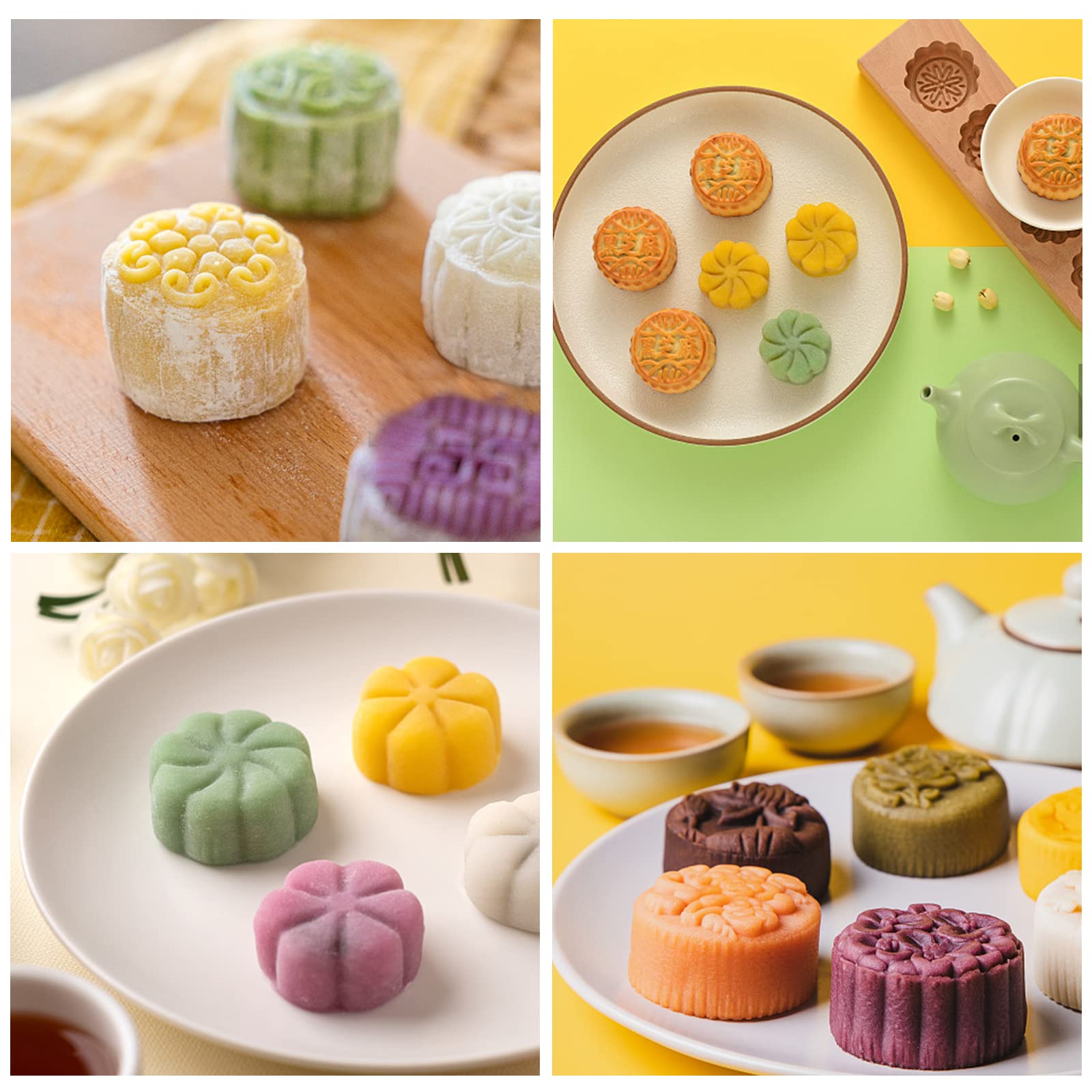 Fruit mid-autumn moon cake press mold, hand-pressed mooncake dessert DIY with 1 stamp flower, moon cake puff pastry press mold DIY (1 Chestnut Stamp-1)