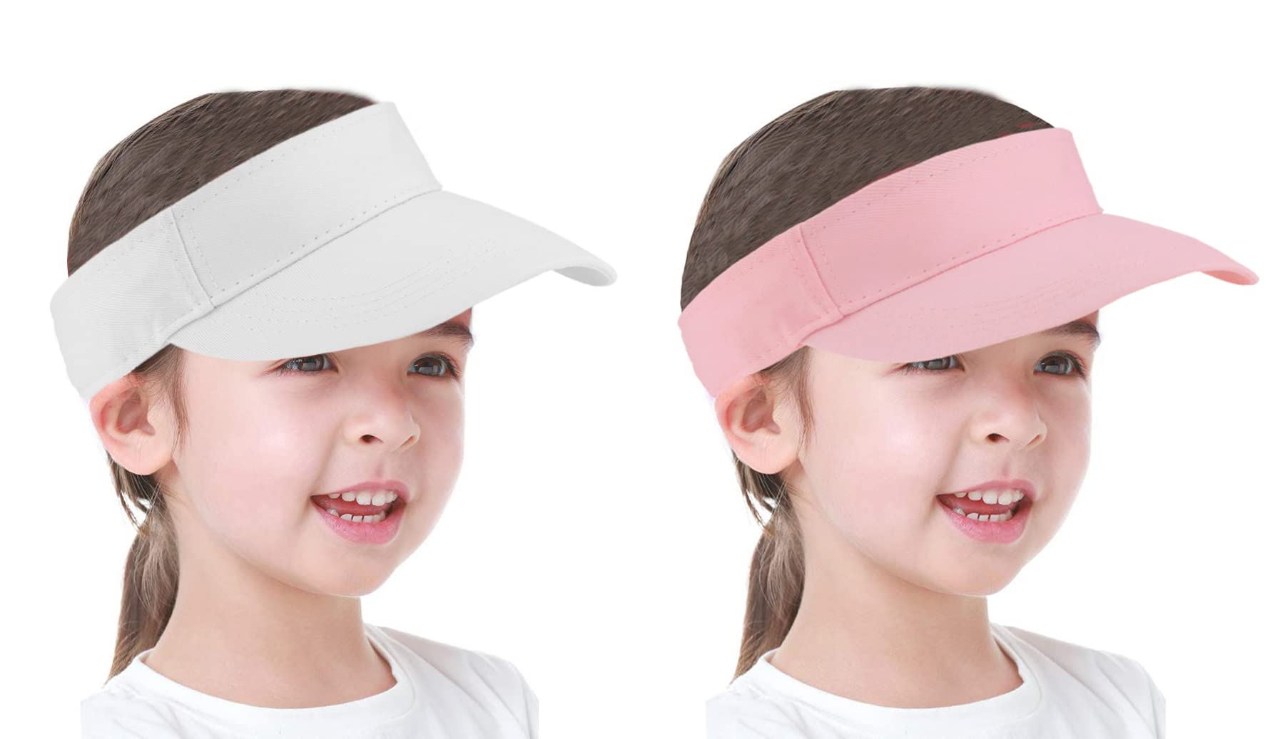 Toddlers-Cotton-Visor-Hat Adjustable Baby-Girls-Sun-Visor Summer-Beach-Hats Tennis-Sports-Caps for Little Kids 2-6T