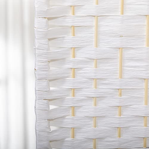 HOMCOM 4 Panel Room Divider, Folding Privacy Screen, 5.6' Room Separator, Wave Fiber Freestanding Partition Wall Divider for Rooms, Home, Office, White
