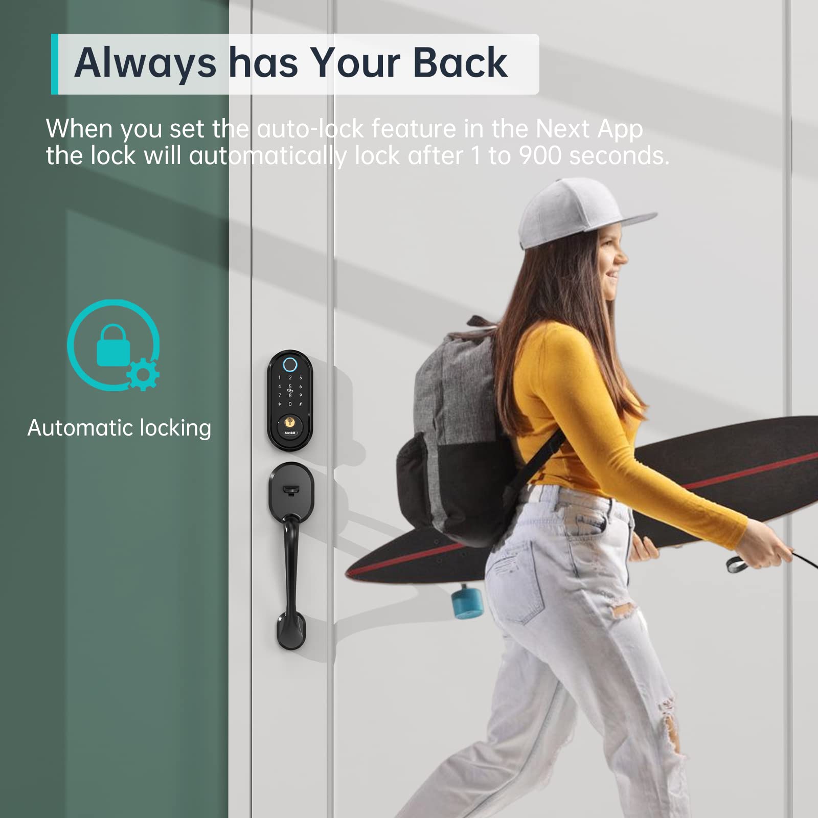 Smart Door Lock, hornbill 8-in-1 Keyless Entry Door Lock Biometric Fingerprint Smart Deadbolt, Electronic Digital Bluetooth Keypad Code Door Lock, Smart Locks for Front Door, IC Fob & App Control
