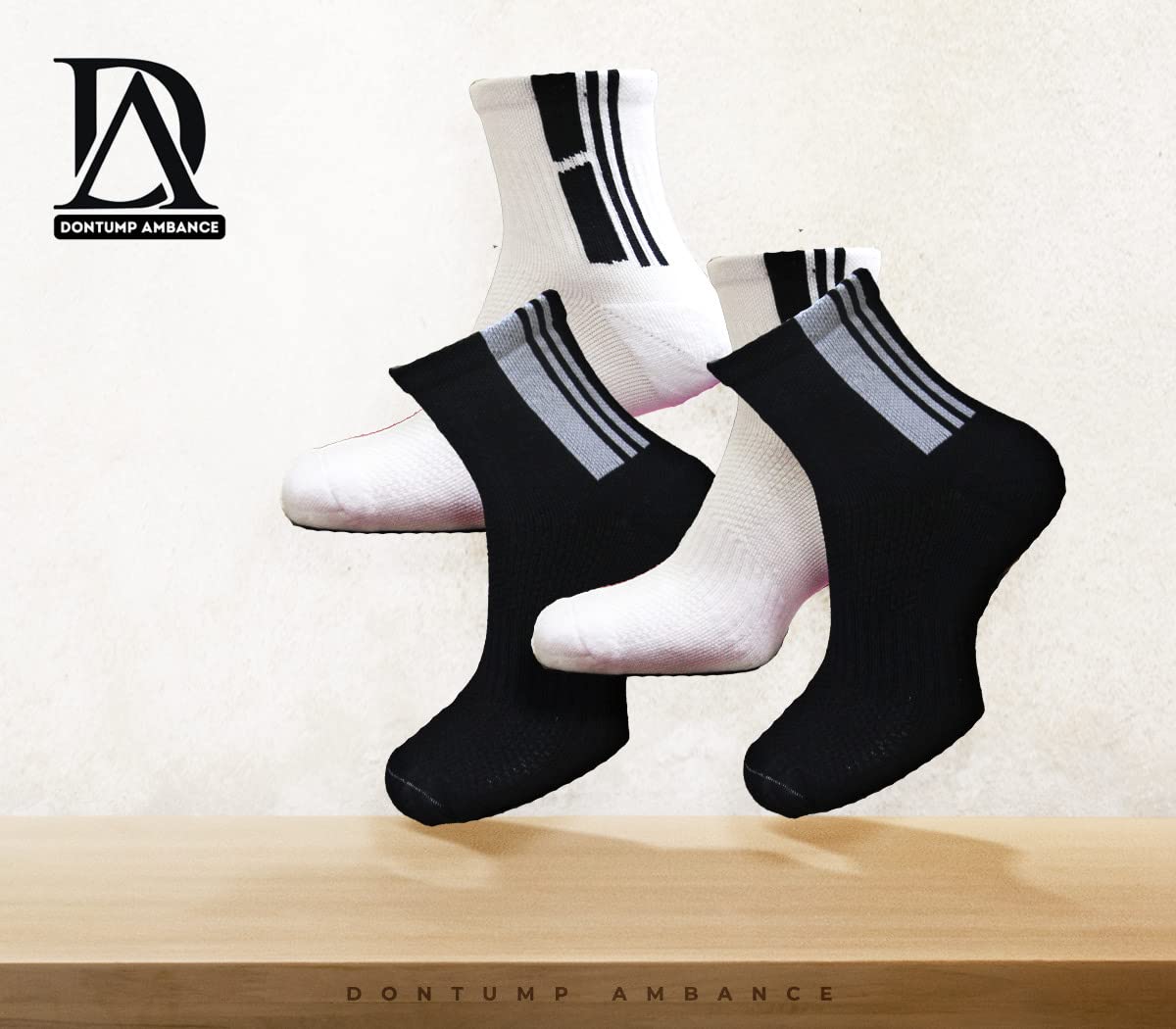 Dontump Ambance unisex (PACK OF 4) black/white luxury full anklet/short leg socks