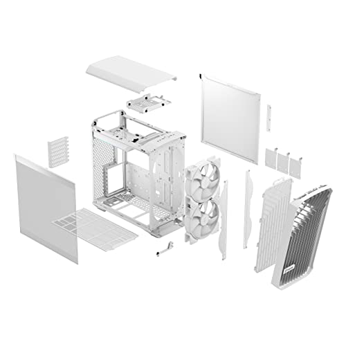 Fractal Design Torrent Compact RGB White - Clear Tint Tempered Glass Side Panel - Open Grille for Maximum air Intake - Two 180mm RGB PWM Fans Included - Type C - ATX Airflow Mid Tower PC Gaming Case