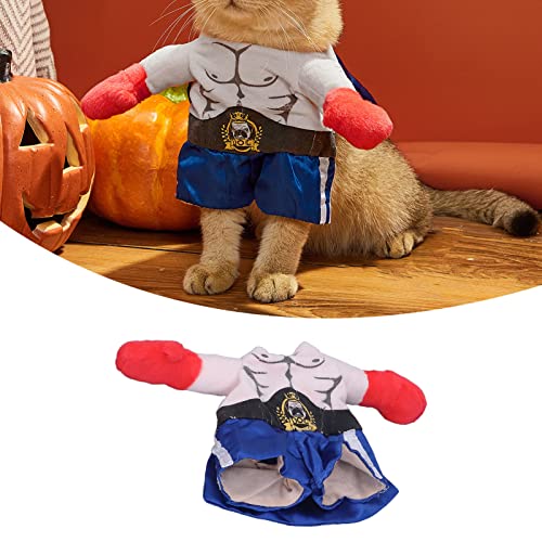 PENO Pet Halloween Costume, Stylish Dog Cosplay Clothes Boxing Clothes Exquisite Printing Cat Clothes for Parties