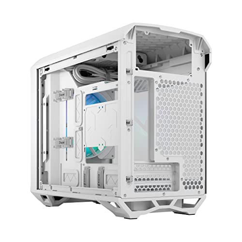 Fractal Design Torrent Nano RGB White - Clear Tint Tempered Glass Side Panel - Open Grille for Maximum air Intake - 180mm RGB PWM Fan Included - Type C - mITX Airflow Mini Tower PC Gaming Case