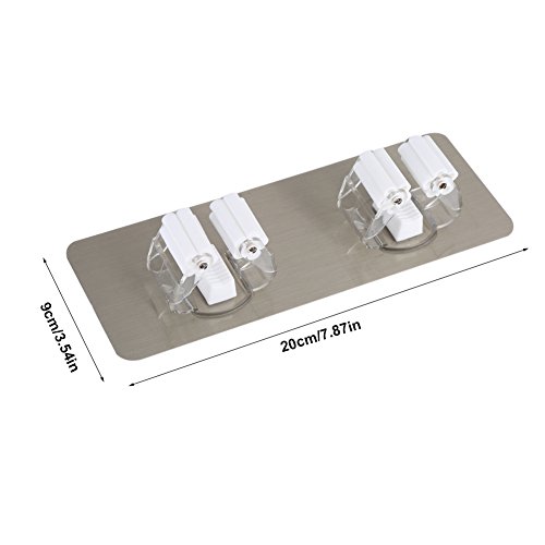 GLOGLOW Wall Mount Self Adhesive Mop & Broom Holder Organizer Tools Storage Rack (White),Wall Stickers