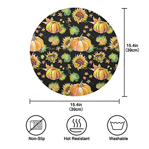 Placemats for Dining Table Mats - Autumn Pumpkins Sunflowers Leaves Branches Place Mat Holiday Place Mats Home Decoration 15.4 inch