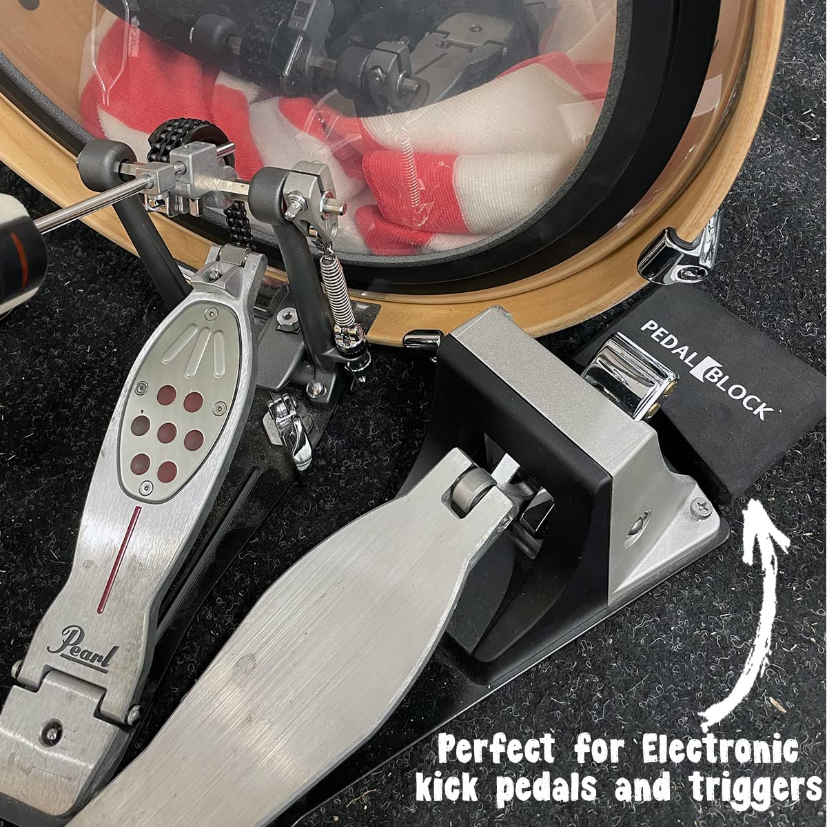 PedalBlock - Hi-Hat and Pedal Anchor System - Total Slide Prevention - For Double Kick Pedal, Hi-Hat Stand, Keyboard Pedal, Electric Bass Drum Pedal - Drum Set Accessory & Gift (Set of 2)