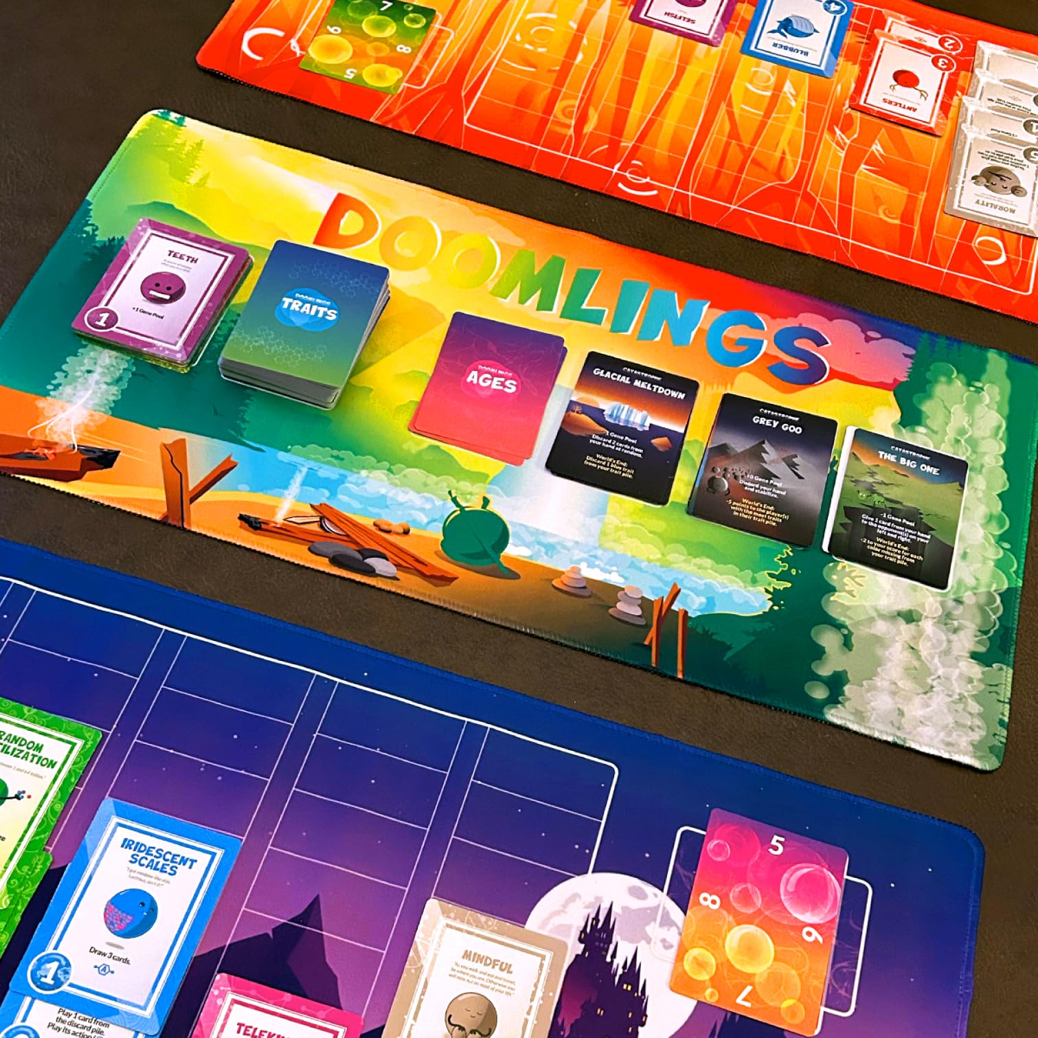 Doomlings Playmats, 6 Individual Player Mats Card Game - Includes 6 Unique Designs 11" x 22"