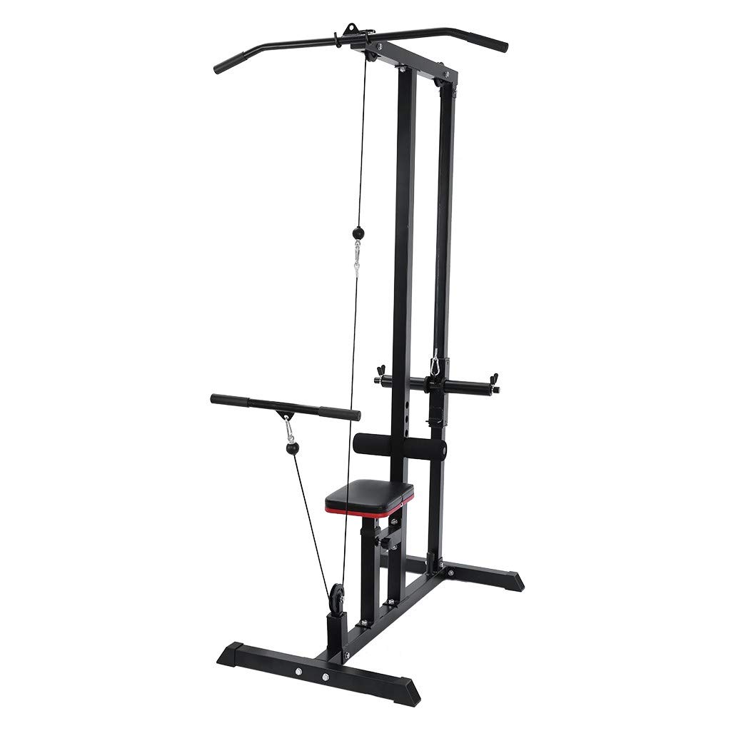 Debonla Body LAT Pull Down Machine Low Bar Cable Fitness Training Weigh Home Gym Sports Black Max 395lb