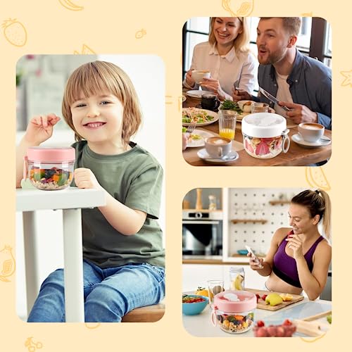 JAOBHAHY Mason Jars for Overnight Oats,4PCS Overnight Oats Jars with Lid and Spoon,20 oz Plastic Overnight Oats Jars with Large Capacity Airtight for Salad Yogurt,Cereal,Fruit