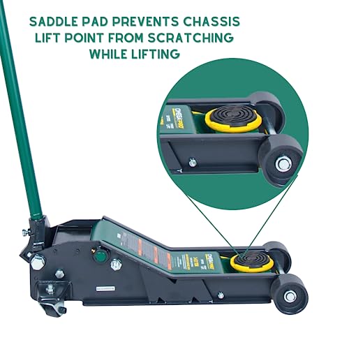 Omega Pro 3.5 Ton Low Profile Floor Jack - Lowering Speed Control with Hydraulic Quick Magic Lift - Heavy Duty Lifting from 3.5" to 21.5" for Auto Car Garage Shop