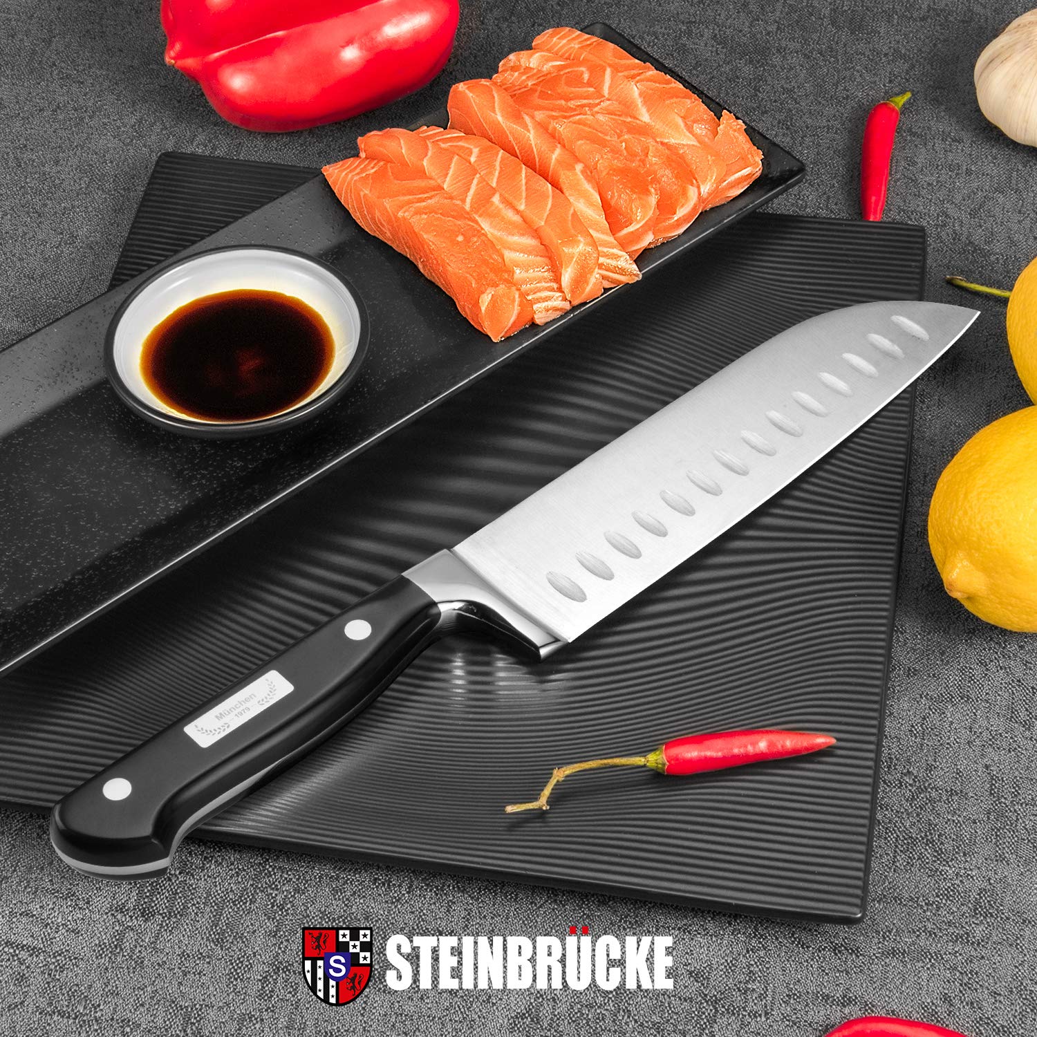 Gioventù Santoku Knife - 7 inch Kitchen Knife Forged from German Stainless Steel 5Cr15Mov(HRC58), Full Tang, Razor Sharp Blade for Slicing, Dicing&Chopping